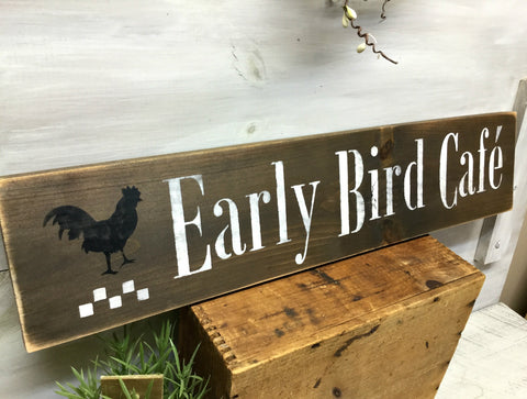 Early Bird Cafe, Rustic Kitchen Decor – Woodticks Wood'n Signs