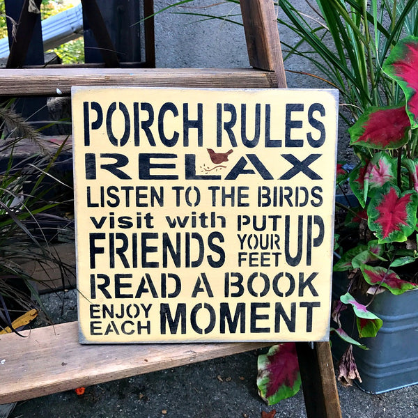 Porch Rules Wooden Sign, Front Porch Decor – Woodticks Wood'n Signs
