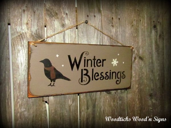 Winter Blessings Wooden Sign – Woodticks Wood'n Signs