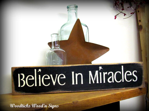 Believe In Miracles, Wooden Sign, Christmas Sign – Woodticks Wood'n Signs