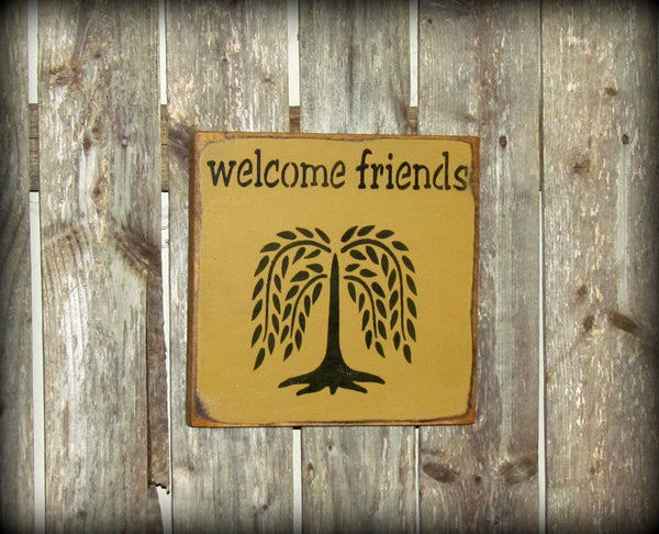 Welcome Friends, Wooden Welcome Sign – Woodticks Wood'n Signs