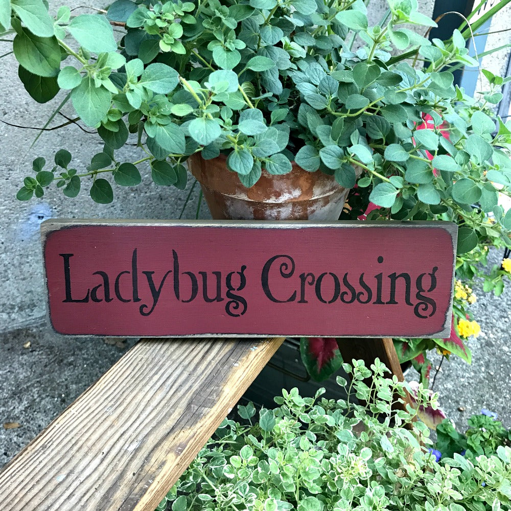 Ladybug Crossing, Wooden Sign – Woodticks Wood'n Signs